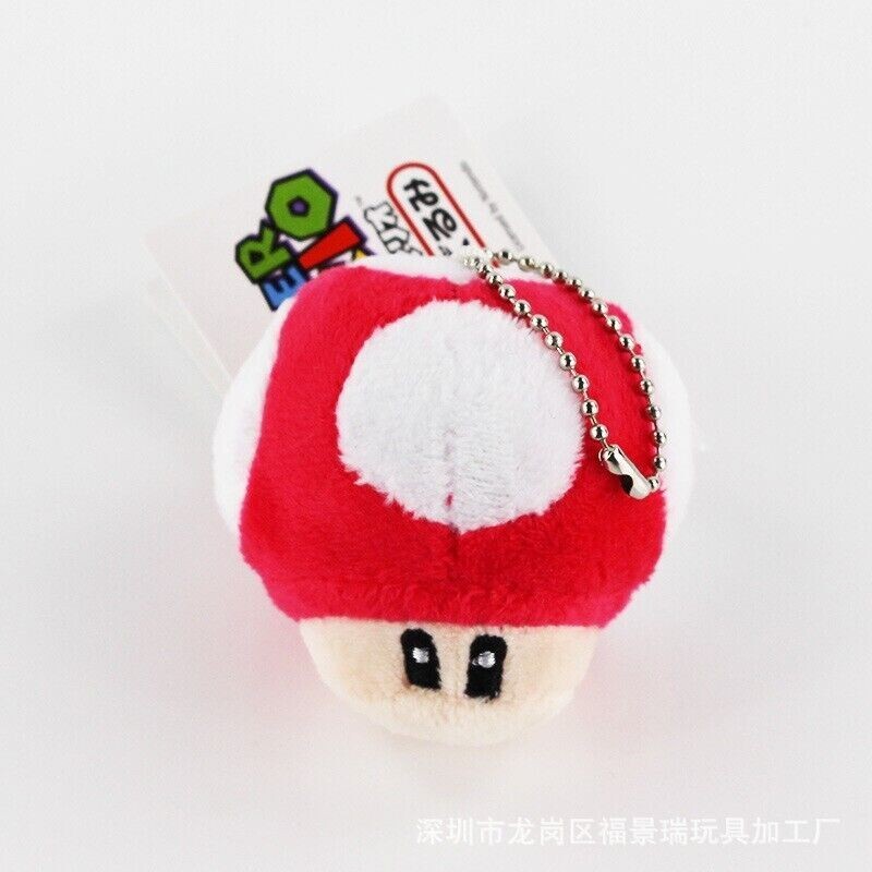 Set of 10 Super Mario Bros Toad Mushroom Plush Doll Toy Pendant ...