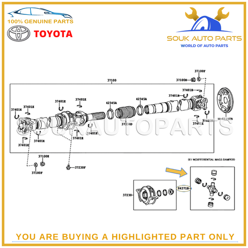 Toyota Genuine OEM 04371-0k120 Spider Kit Universal Joint 043710K120 ...