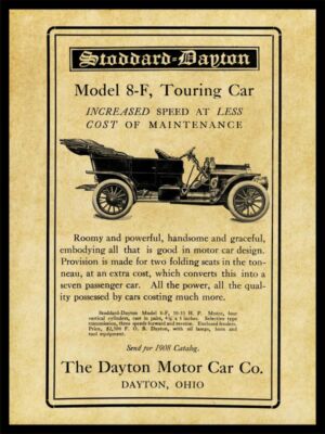 1908 Stoddard Dayton Motor Cars NEW Metal Sign 24"x30" USA STEEL XL ...