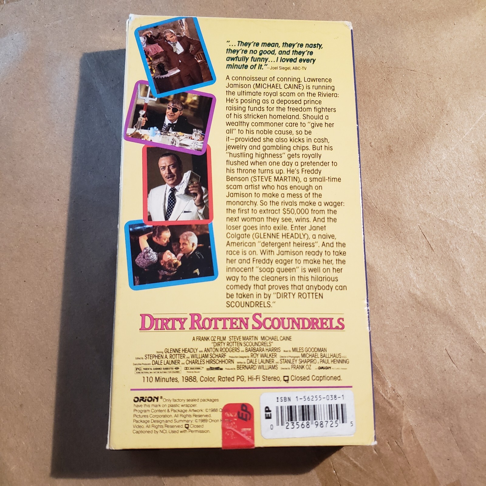 DIRTY ROTTEN SCOUNDRELS (VHS,1988) SLIP SLEEVE STEVE MARTIN, MICHAEL ...