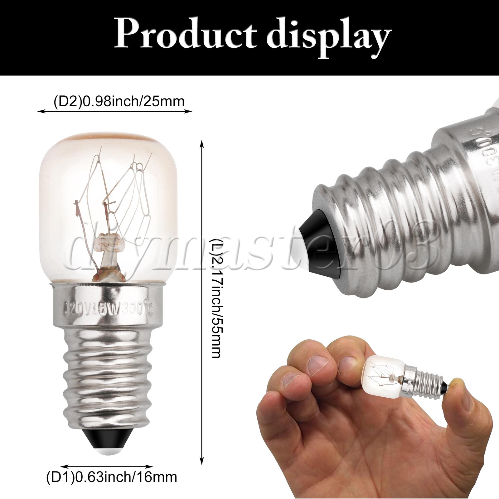 High Temp Resistant E14 120V 15W Light Bulb for Microwave Oven 4173175 ...