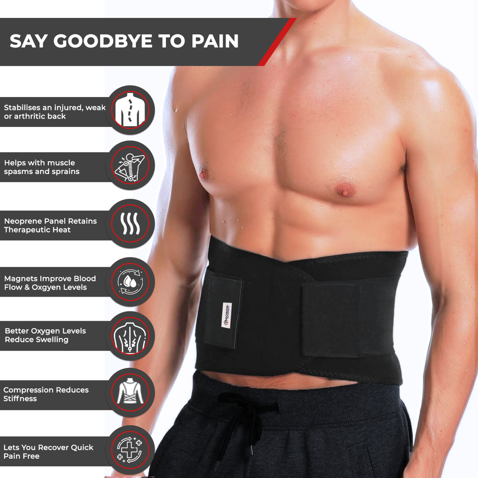 Neoprene Double Pull Magnetic Lumbar Support Lower Back Belt Brace ...
