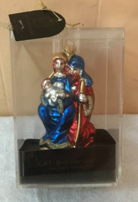 NEW NIB 4" GKI Bethlehem Glass Christmas Tree ORNAMENT Nativity of ...