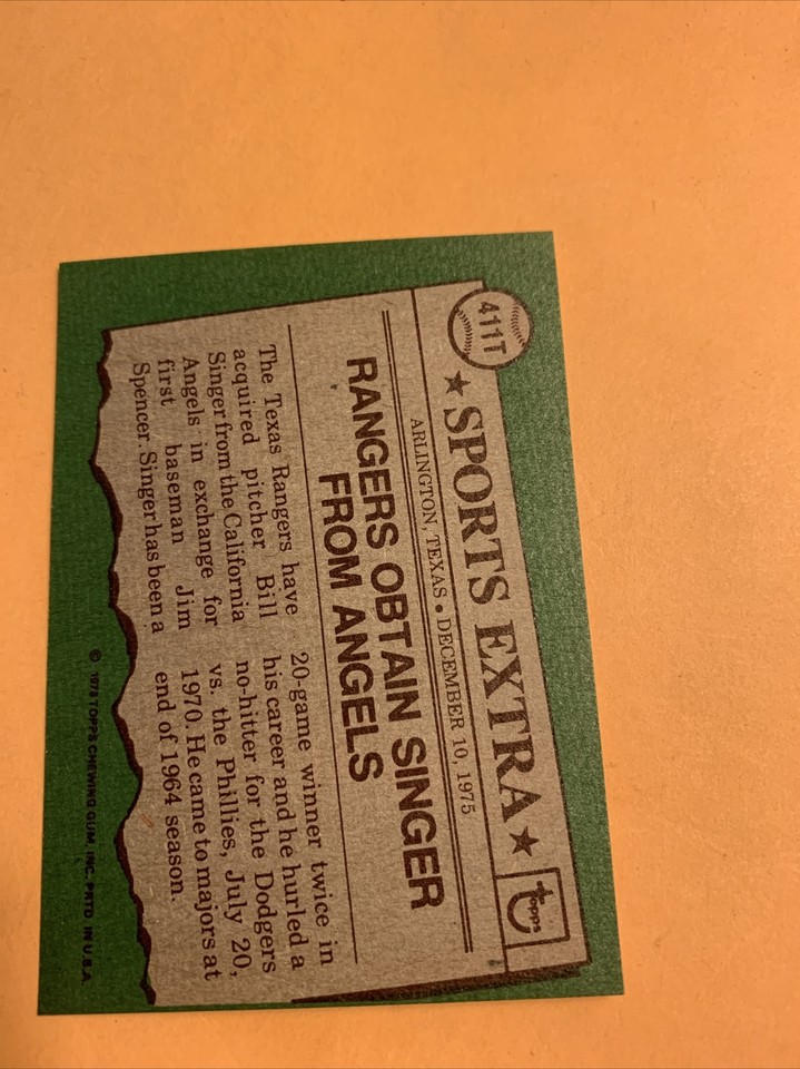 #411t Bill singer Texas Rangers TRADED1976 Topps Baseball Card Cb22 | eBay