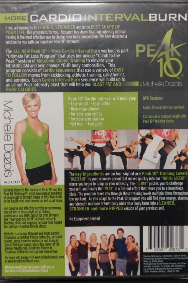 PEAK 10 MORE CARDIO INTERVAL BURN DVD MICHELLE DOZOIS WORKOUT ADVANCED ...