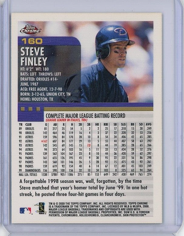 2000 Topps Chrome - #160 Steve Finley for sale online | eBay