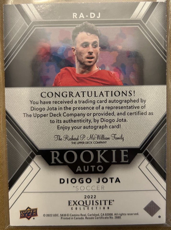 2022 Goodwin Champions Diogo Jota #RA-DJ Exquisite Collection Rookie ...