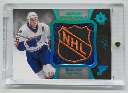 2015-16 UD Ultimate Brett Hull Jumbo Materials NHL Shield Patch #1/1 ...