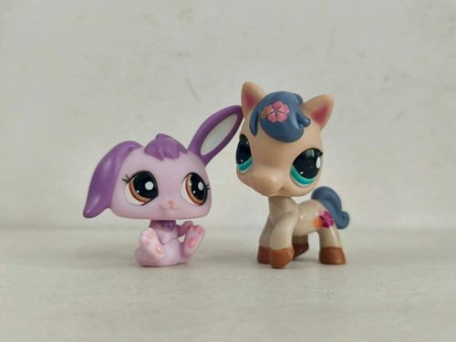 2pcs/lot Littlest Pet Shop toy LPS Purple Bunny Horse #2300 Animal ...