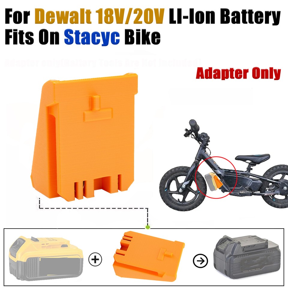 Battery Adapter For Stacyc 12" and 16" Bikes to fits Dewalt 20V Battery ...
