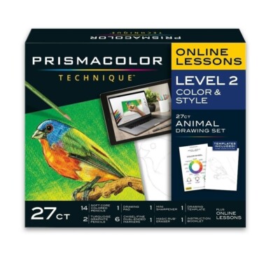 PRISMACOLOR TECHNIQUE ONLINE LESSONS LEVEL 2 COLOR & STYLE 27pc ANIMAL ...