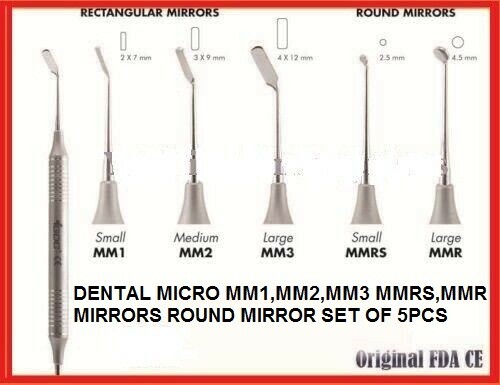 DENTAL INSTRUMENT TOOLS MICRO SURGICAL MIRRORS ROUND MIRROR SET OF 5PCS ...
