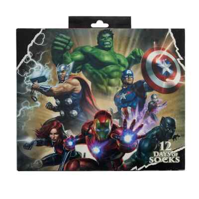 Men's Marvel Avengers 12 Pairs of Socks Christmas Gift Box Shoe Size 6 ...