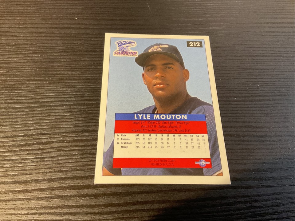 1992 Fleer Excel Lyle Mouton Prince William Cannons #212 Signed Debut ...