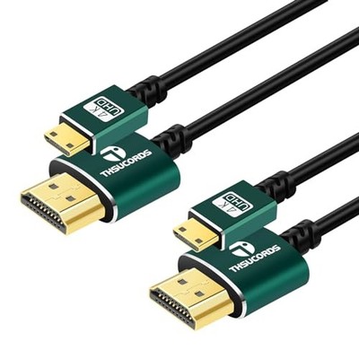 Thsucords Slim Mini HDMI to HDMI Cable 0.3M 2-Pack Ultra Slim Flexible ...