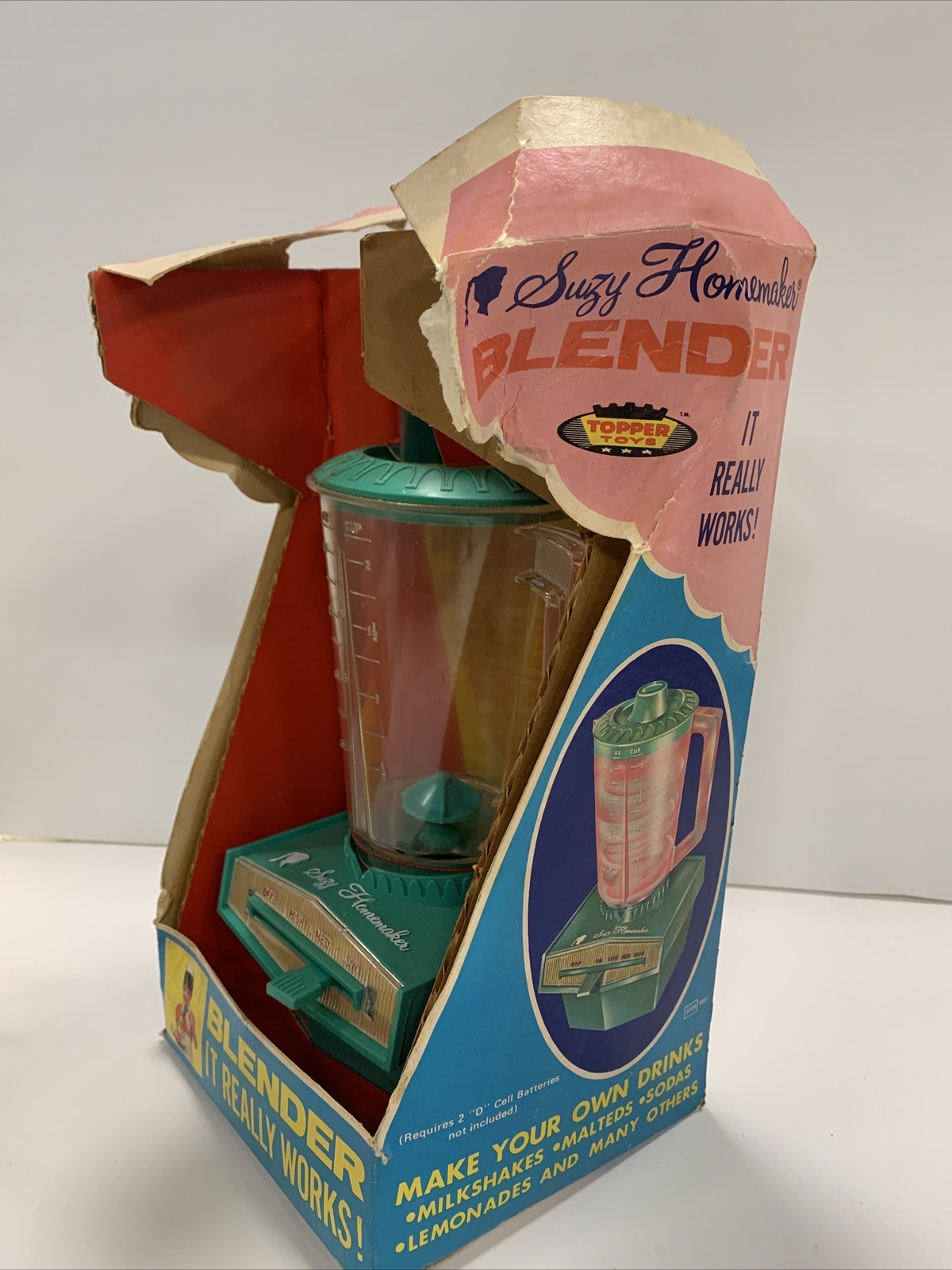 Vintage 1960s Suzy Homemaker Toy Blender Aqua NEW in BOX Topper Toys ...