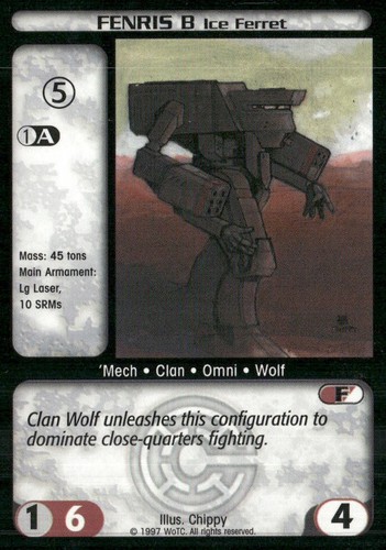 1997 Battletech Mercenaries TCG CCG - Fenris B Ice Ferret - Omni Mech ...