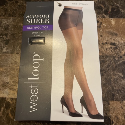 West Loop Support Control Top Sheer Toe Size B | off Black Pantyhose ...