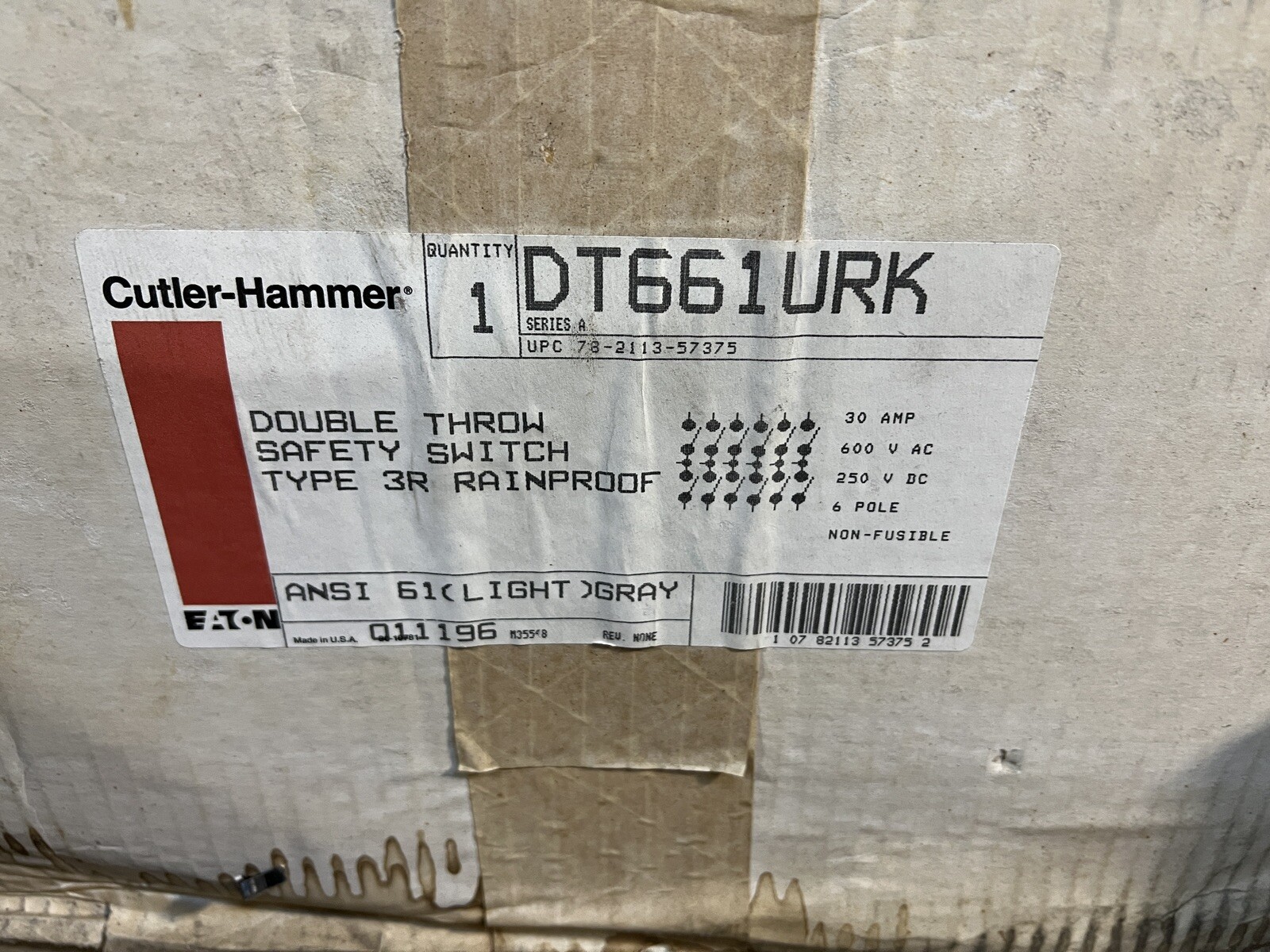 Eaton Cutler Hammer DT661URK Double Throw 30 amps | eBay