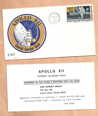 APOLLO 12 MOON LANDING CERTIFIED SERIALIZED COVER LIMIT 3000 NOV 19 ...