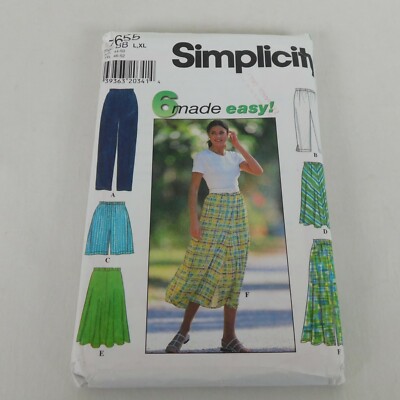 Simplicity Sewing Pattern 7655 Misses Pants Skirts Shorts Capris Size L ...