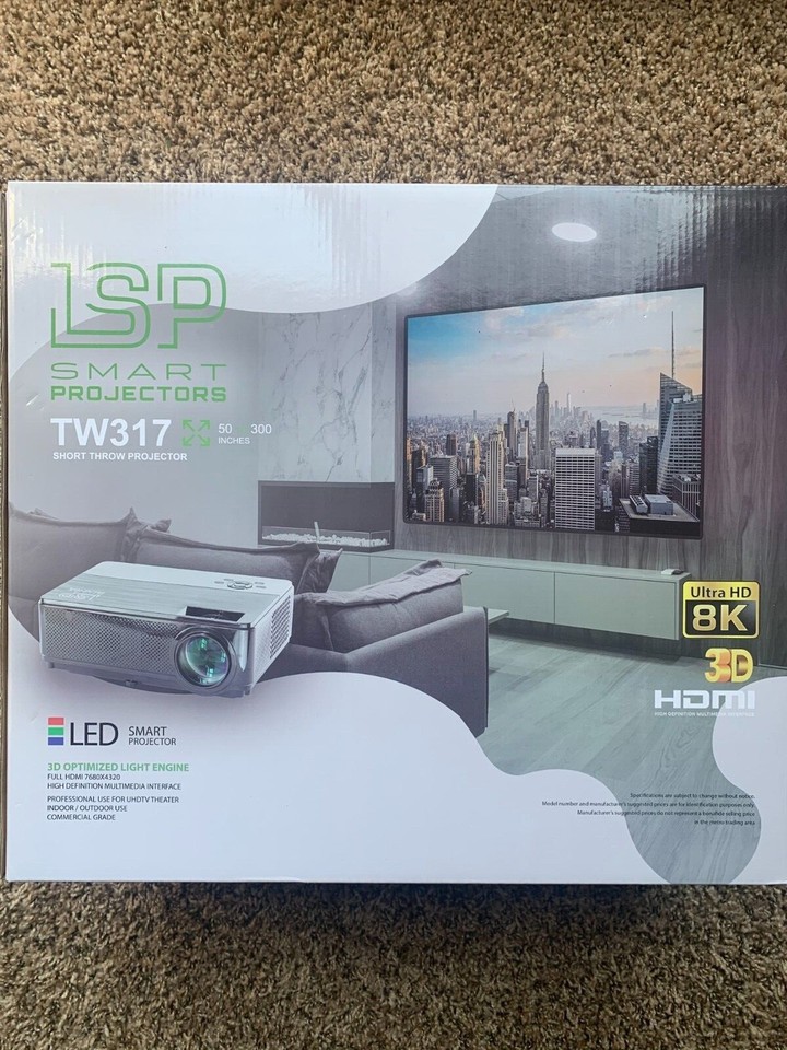 SMART PROJECTOR LSP TW317 8K 3D HDMI LED + Projector Screen | eBay