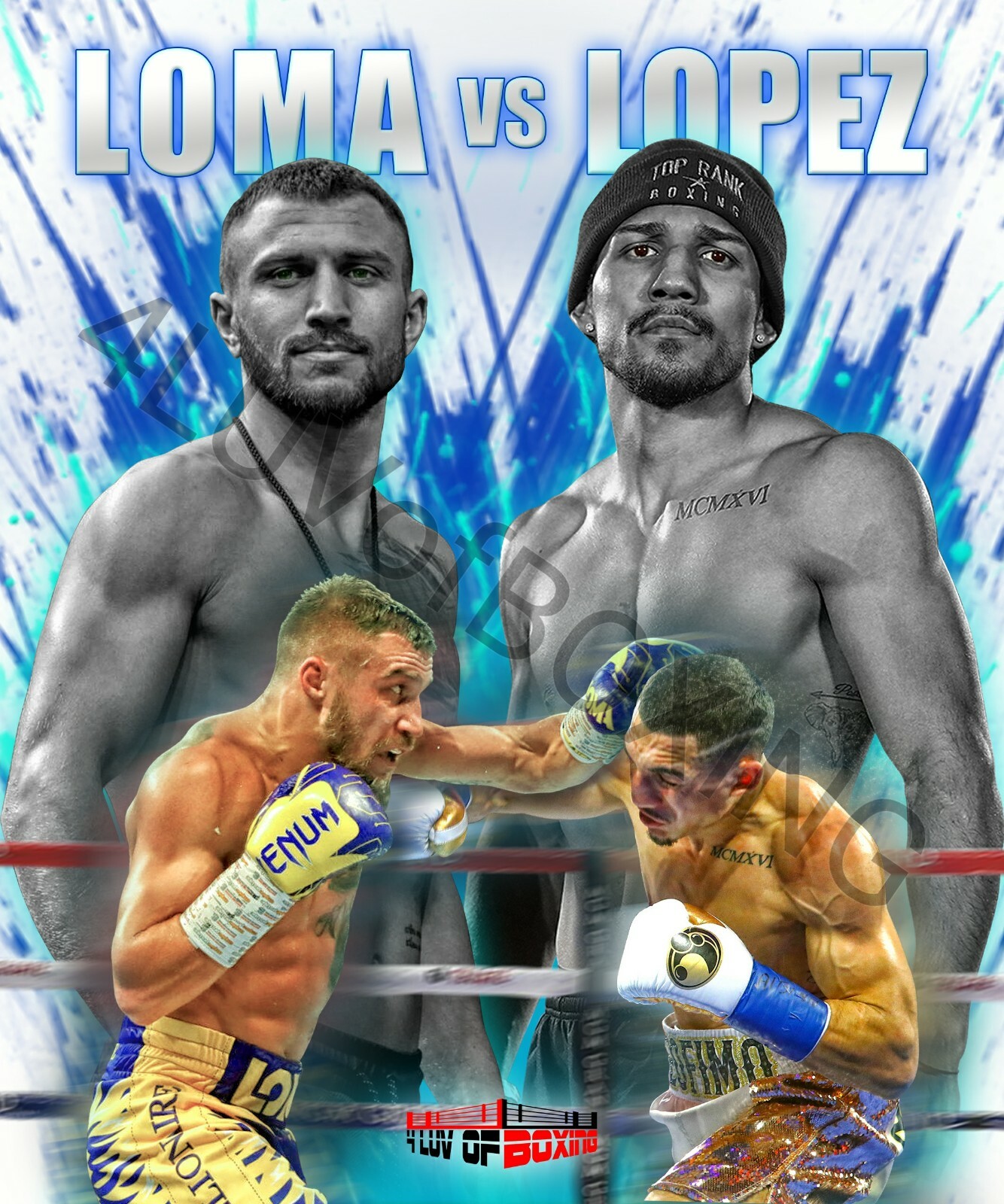 Vasyl Lomachenko vs Teofimo Lopez 4LUVofBOXING posters new Boxing gym ...