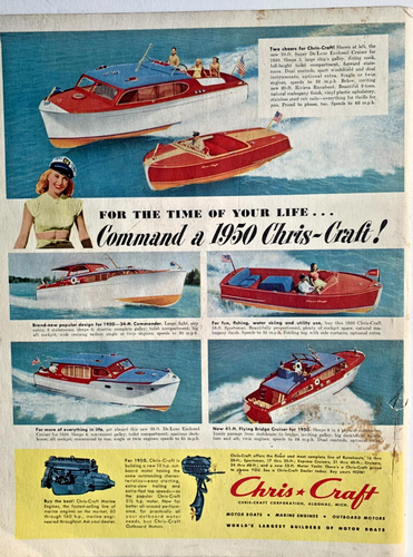1950 Chris Craft Boats Ad 13"x10" New Models | eBay