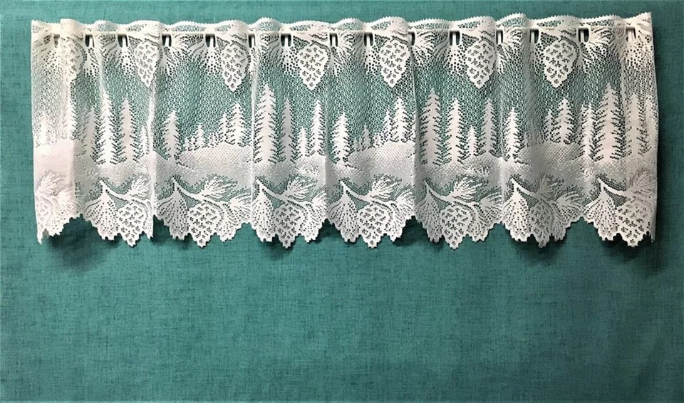 Heritage Lace Pinecones Window Swag or Valance White Kitchen Livingroom ...