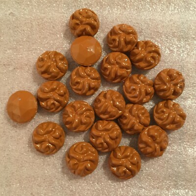 AN916 14mm caramel round glass jewels with raised design,faceted back ...
