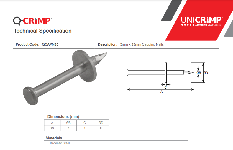 Q-CRIMP Capping Nails - Mickey Pins Masonary Nails With Washer 25mm ...