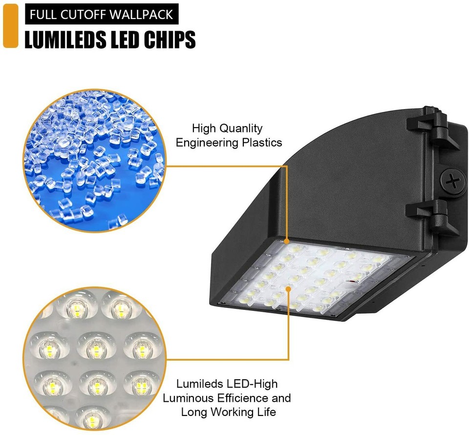 40Watt Full Cut Off LED Wall Pack Light Outdoor 5000K ETL DLC Dusk to ...