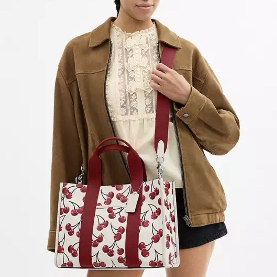 NWT Coach Large Smith Tote Bag Cherry Print Handbag Multicolor | eBay