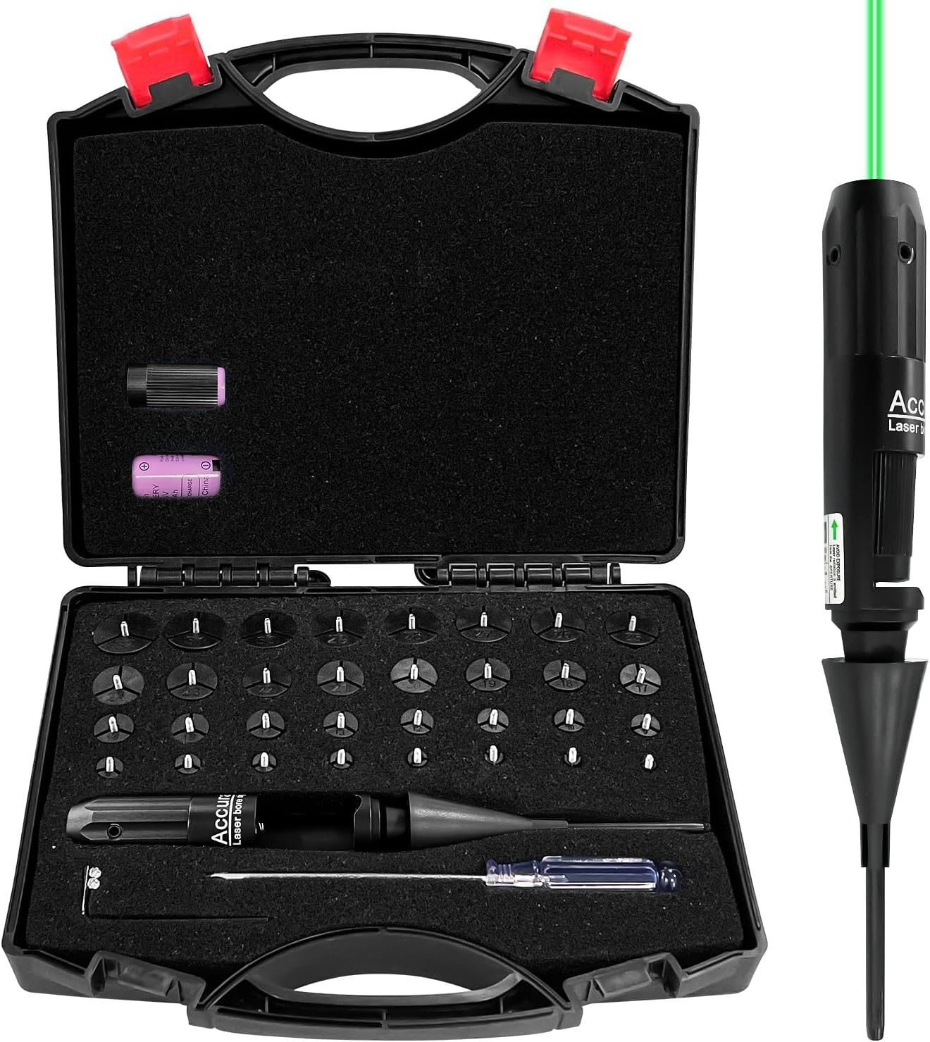 Professional Laser Bore Sight Kit, Green Sighter with 32 Adapters black ...