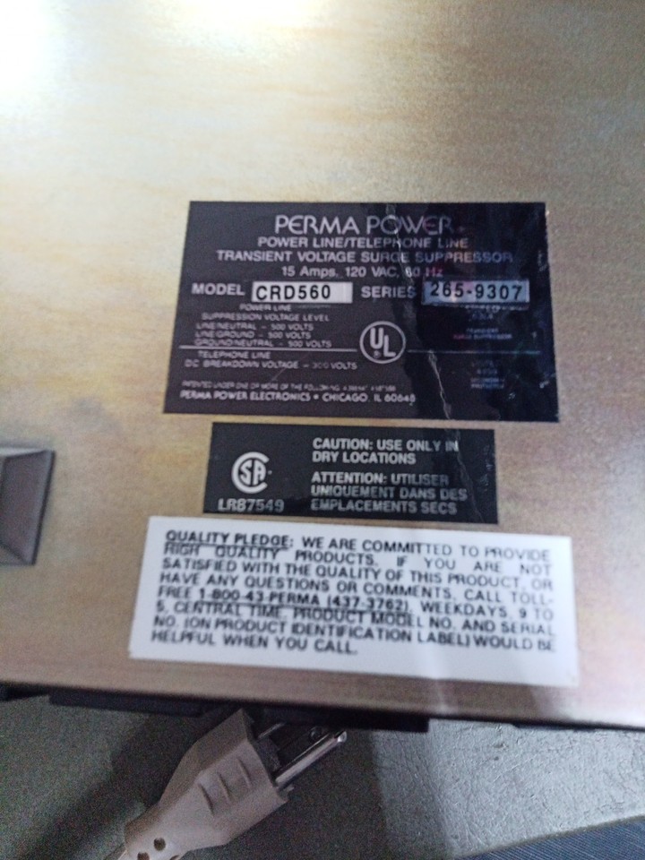 Perma Power Transient Voltage Surge Suppressor, Model CR560, Series 265 ...
