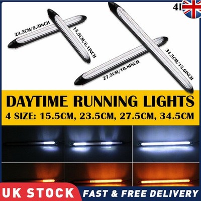 2pcs DRL Headlight Strip LED Light Daytime Running Sequential Turn ...