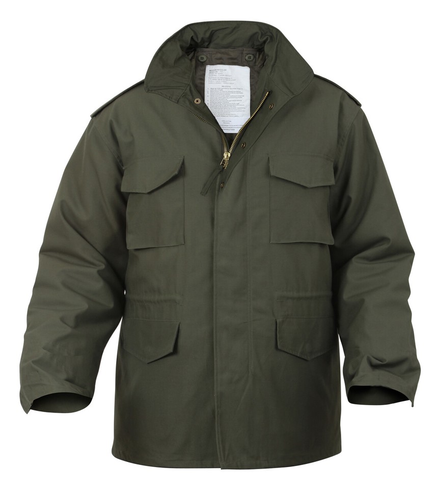 Men's Long Length M-65 Field Jacket in Black & Olive Drab Army Style ...