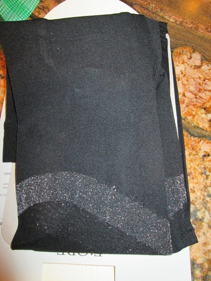 FIORE ROCKET BLACK 40 DENIER PANTYHOSE TIGHTS METALIC MOCK GARTER 3 ...