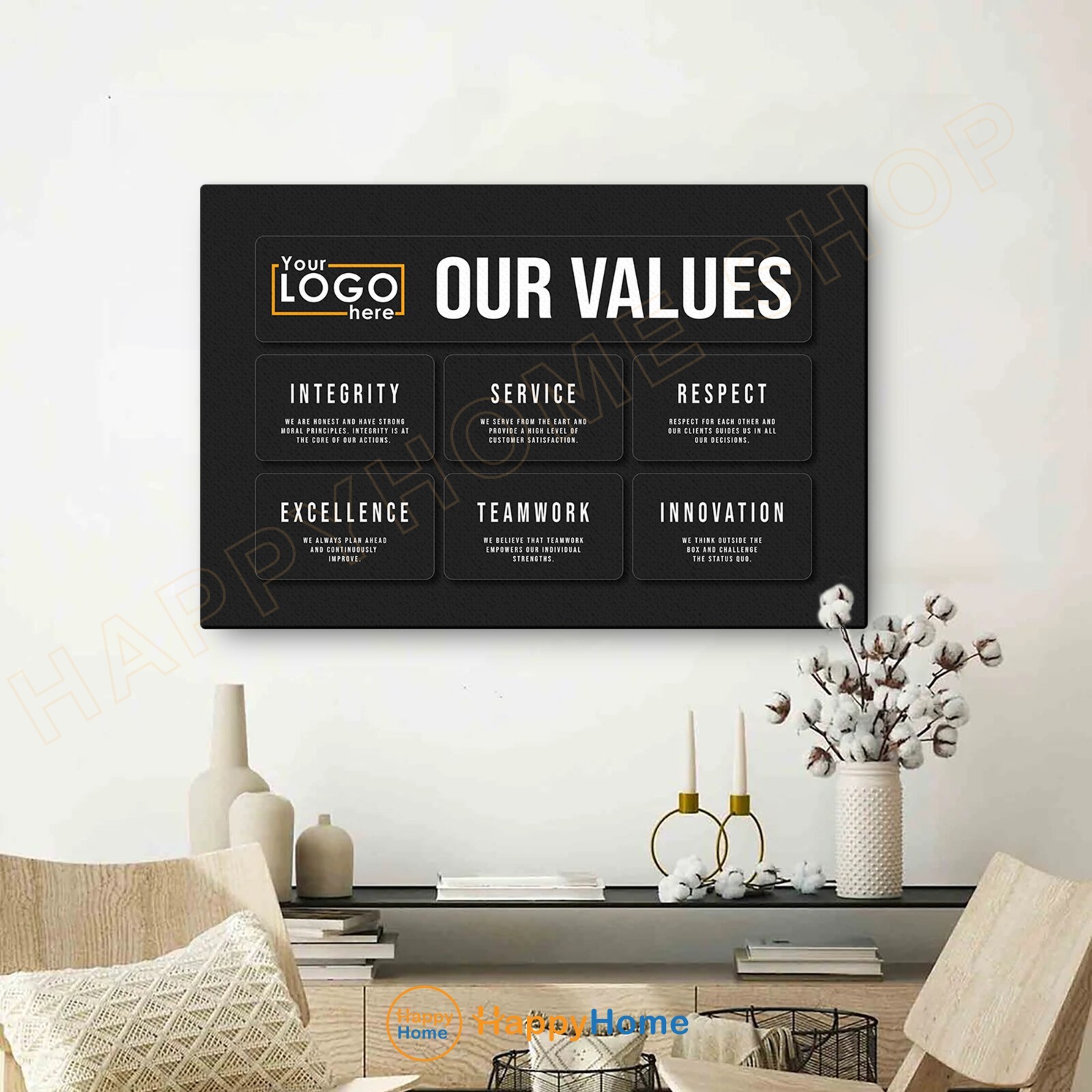 Personalized Company Our Values Wall Art Core Values Business Office ...