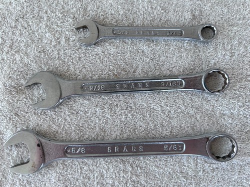 (3) Vintage Combination Sears Pre- Craftsman Wrenches 12 point USA 5/8 ...
