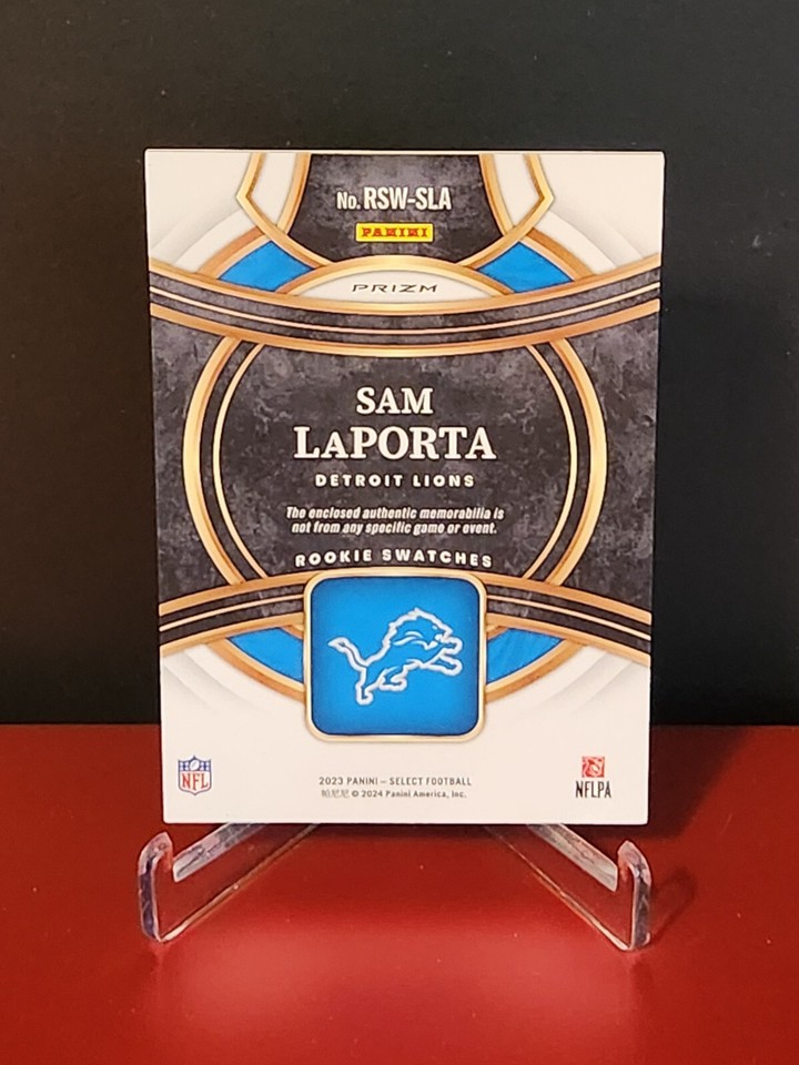 2023 Select Football SAM LaPORTA #RSW-SLA Red Rookie Swatches Jersey ...