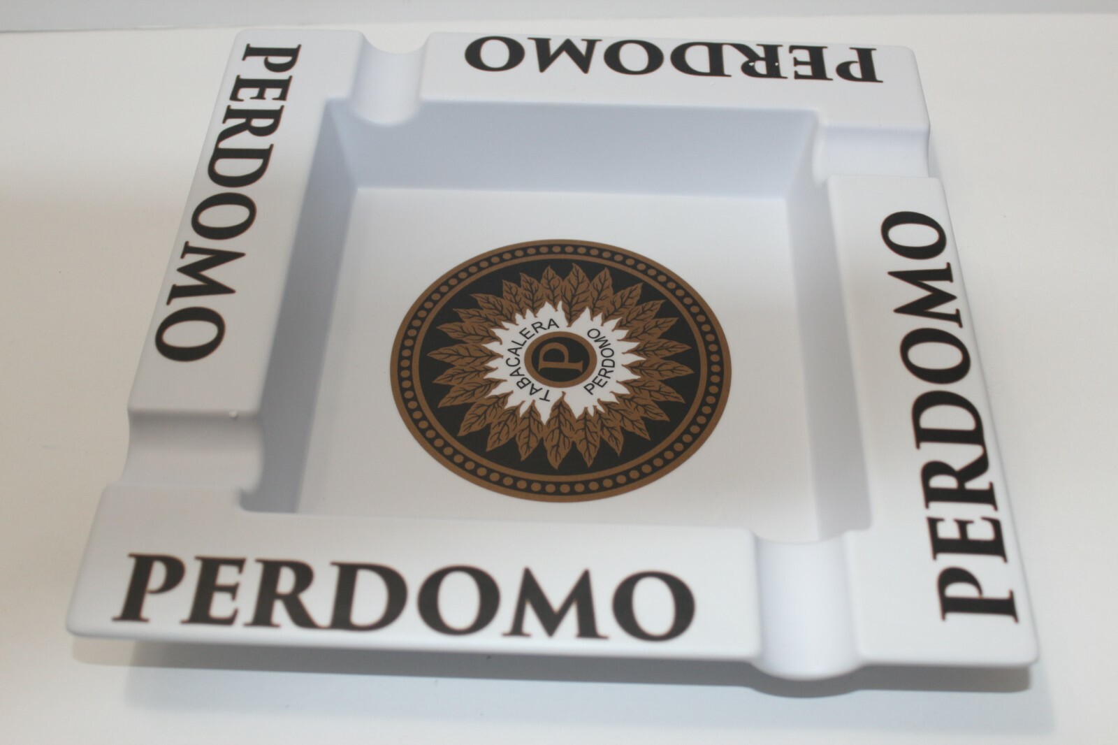 Perdomo Matte White Large Size Ashtray NIB Measures 9.25" square with 4 ...