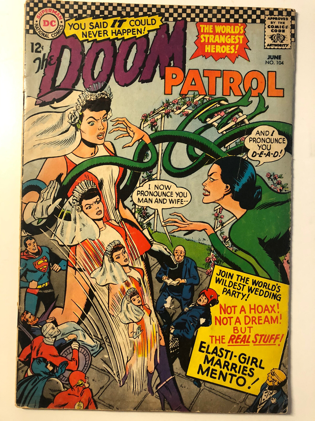 Doom Patrol # 104- Elastic-Girl Marries Mento!- Silver Age Checkerboard ...