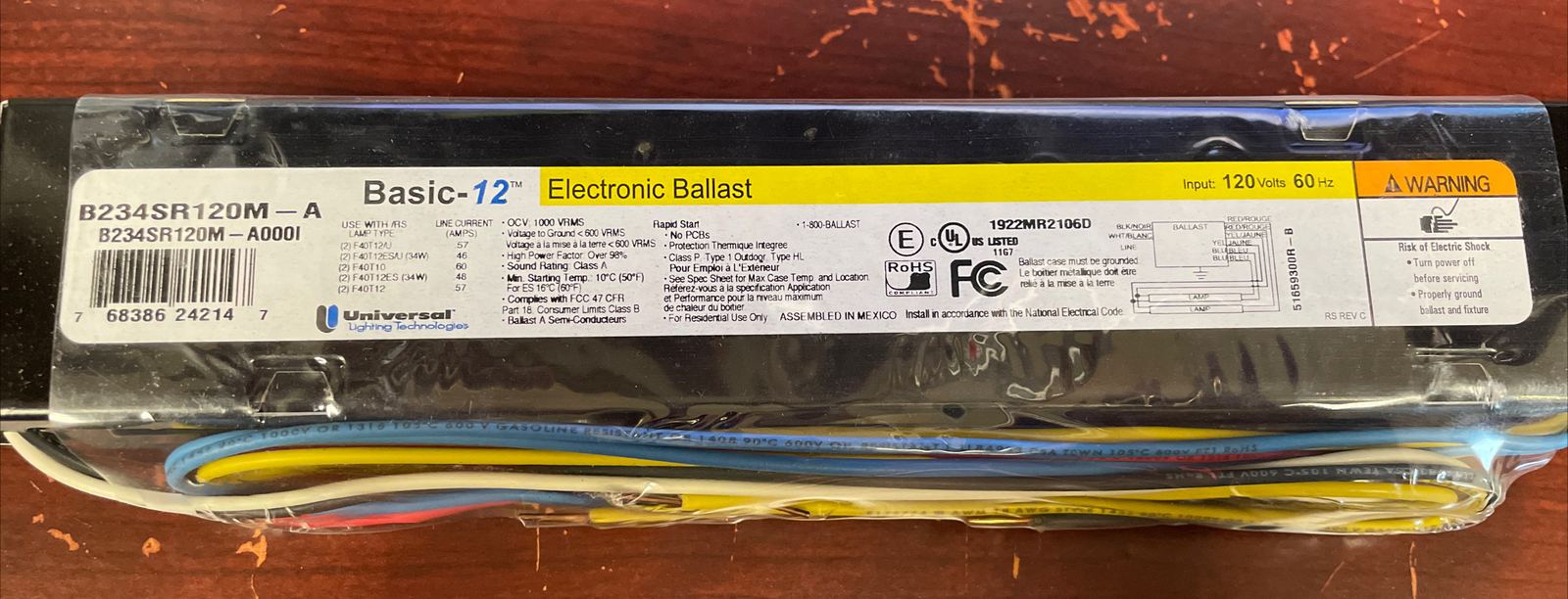 Universal Basic-12 B234SR120M-A - 2 Lamp Fluorescent Ballast - F40T12 ...