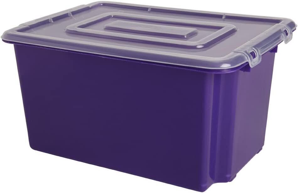 Stack And Store 5 Litre Small Silver Storage Box Medium Purple Storage ...