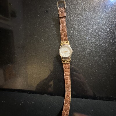 AVON BROWN and black reversible BAND SILVER & GOLD TONE watch Needs ...