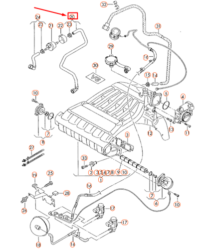 Volkswagen TOUAREG 7L Vacuum System Connecting Hose 7L0133366F NEW ...