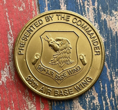 Older Brass 96th Air Base Wing Commander's Challenge Coin USAF Elgin ...