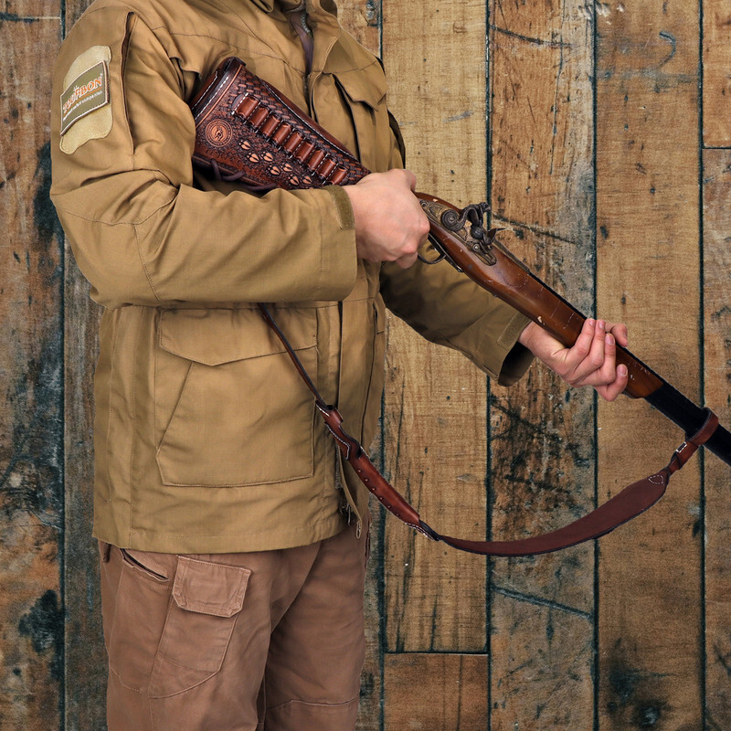 TOURBON Leather Gun Sling Strap or Rifle Stock Cover Recoil Pad Multi ...