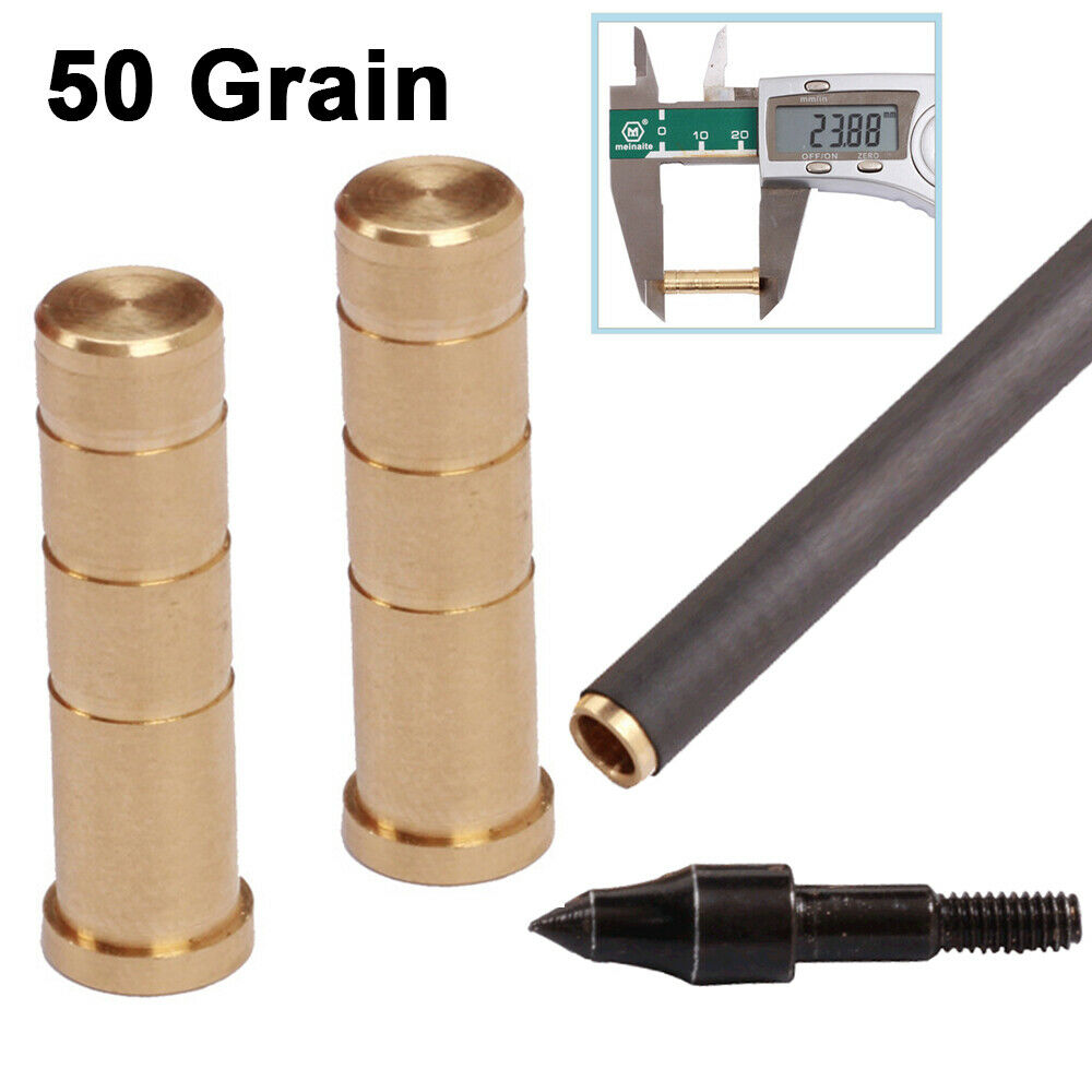 12Pcs 50-100gr Heavy Weight Arrow Brass Inserts Base Archery ID6.2mm ...